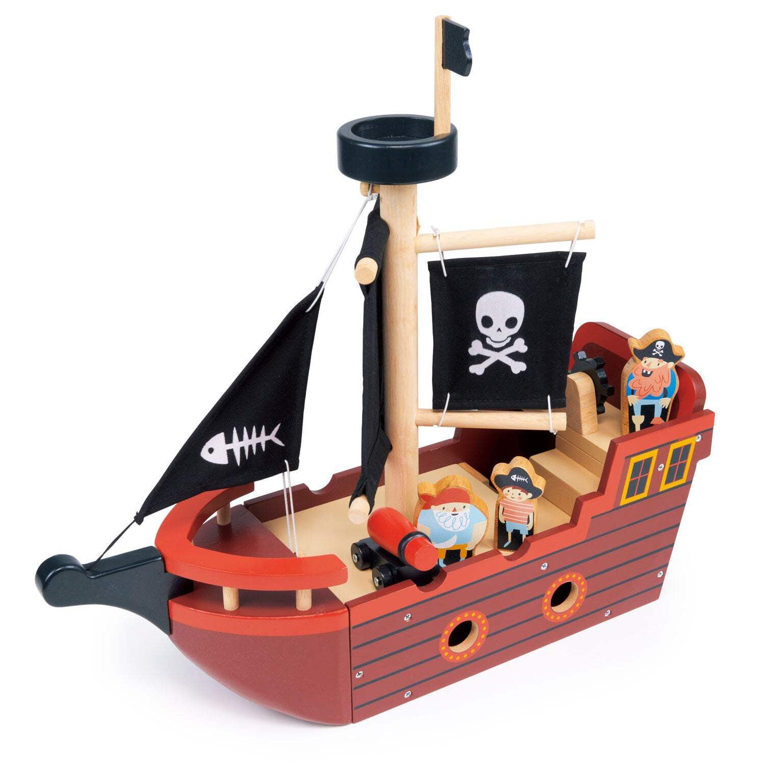 Mentari Toys - Fishbones Pirate Ship - Wooden Pirate Ship with 3 ...