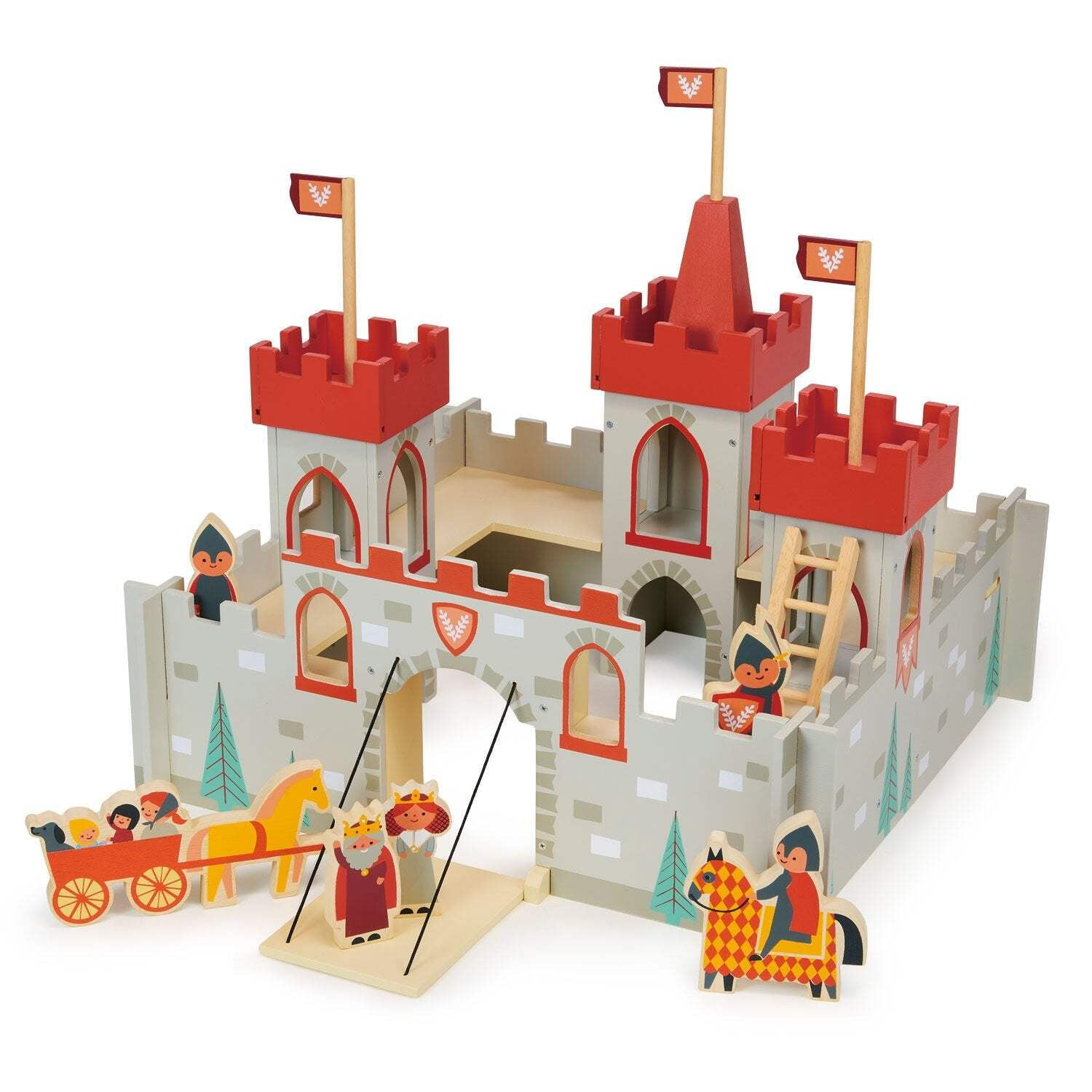 Mentari Toys - King's Castle - Wooden Castle Playset Model with 6 ...