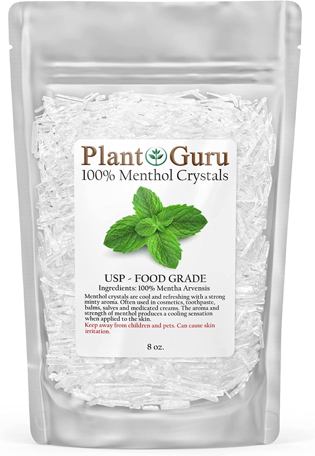 Menthol Crystals 8 oz. 100% Pure Organic USP Food Grade - Ideal for ...