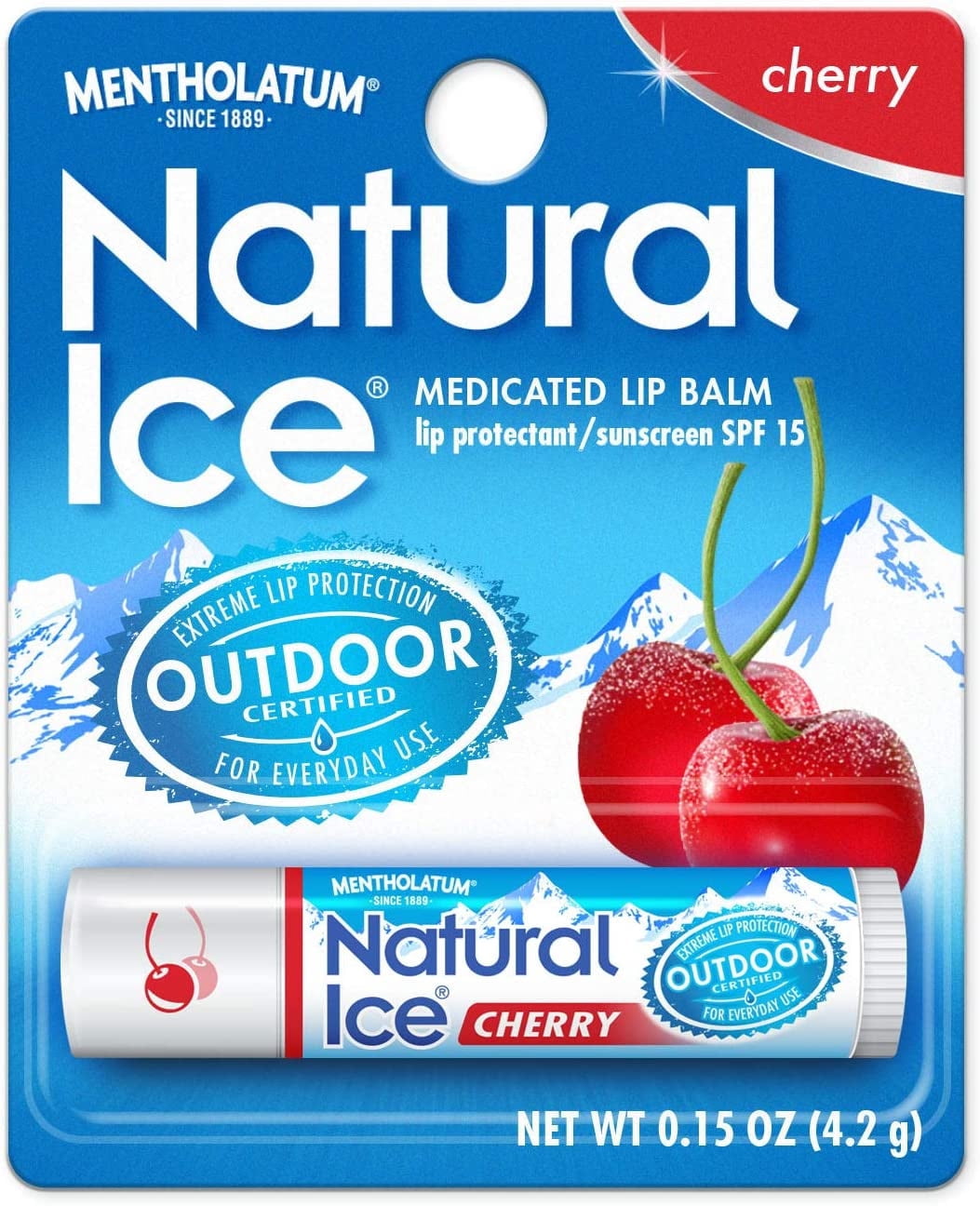 Natural Ice, Mentholatum Lip Balm, Cherry 0.15 oz SPF 15, Pack of 12 ...
