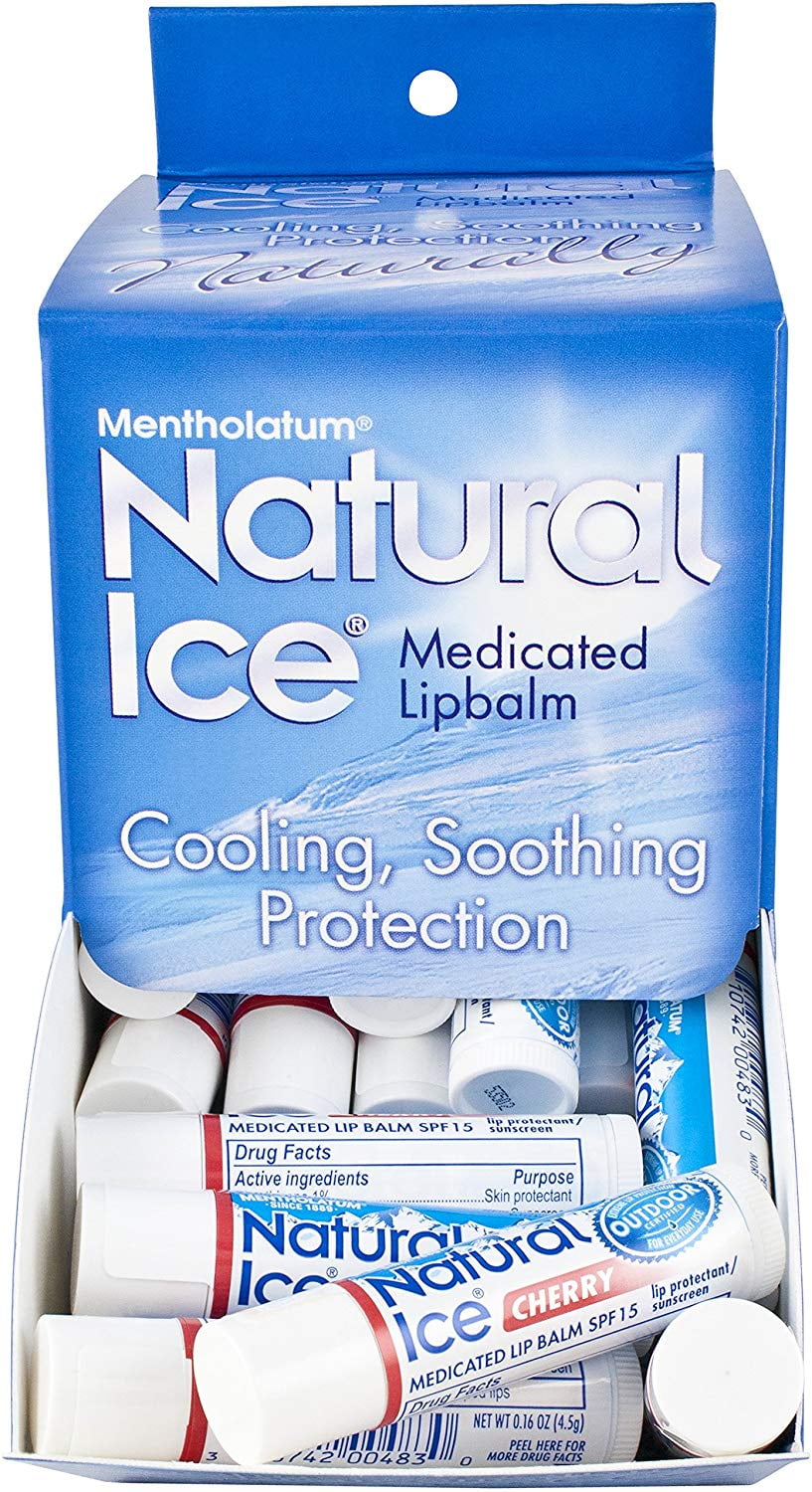 Mentholatum Natural Ice Medicated Cherry Lip Balm 48 Count Case ...