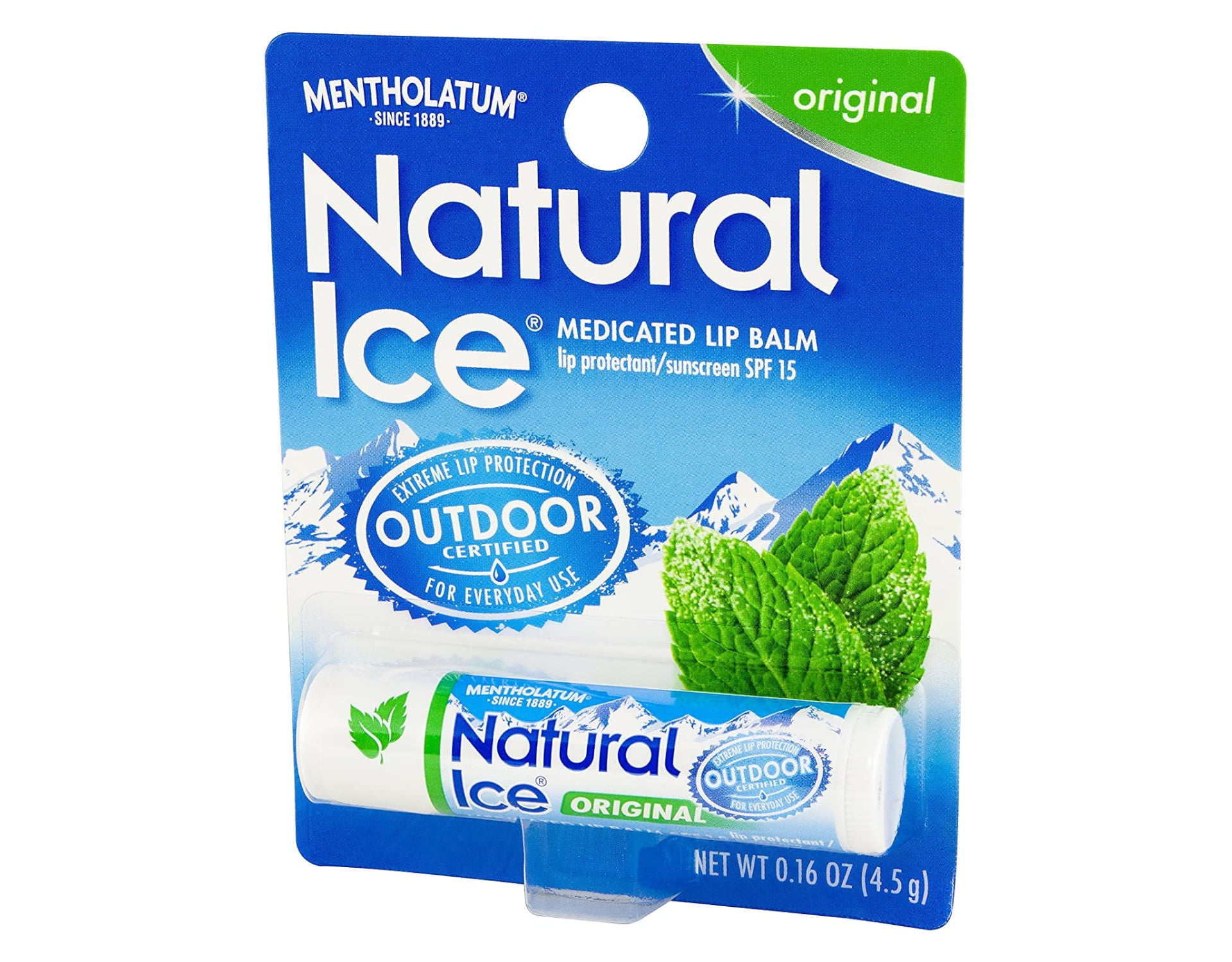 Mentholatum Natural Ice Medicated Lip Balm with SPF 15, Original, 0.15 ...