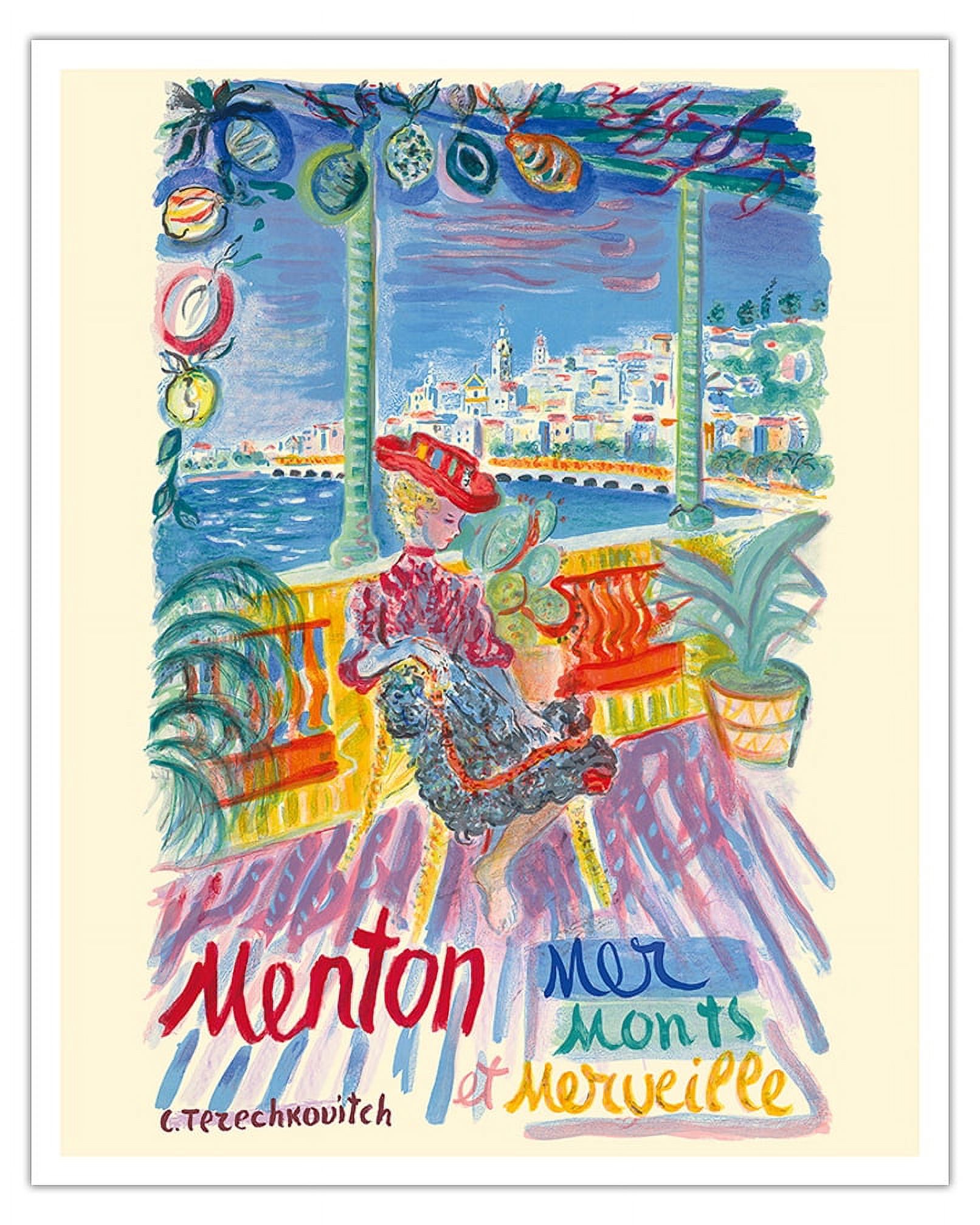 Menton France - Mer Monts et Merveille (Mountains and Sea Wonder) - Vintage Travel Poster by ...