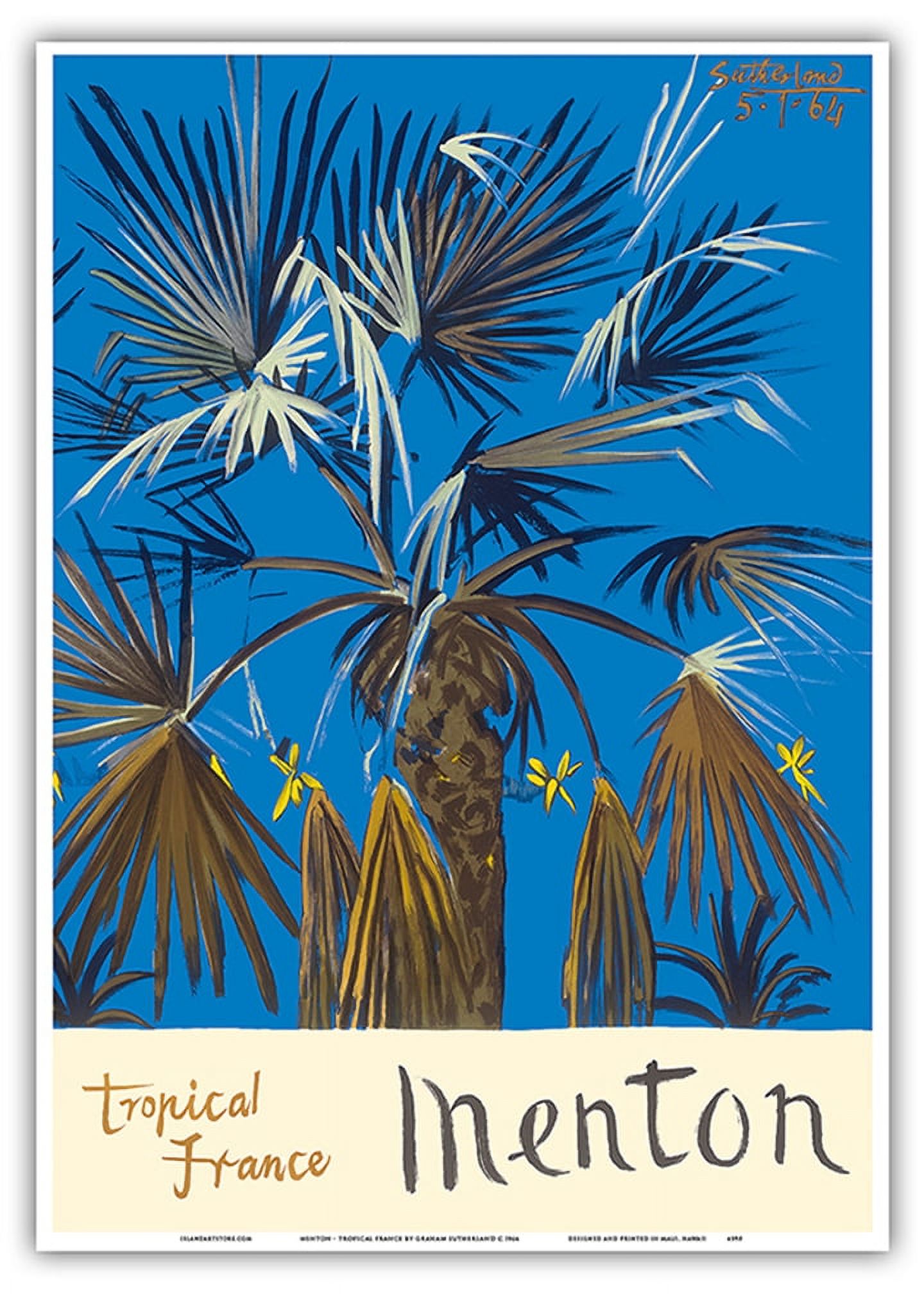 Menton - Tropical France - Palm Tree - Vintage Travel Poster by Graham ...