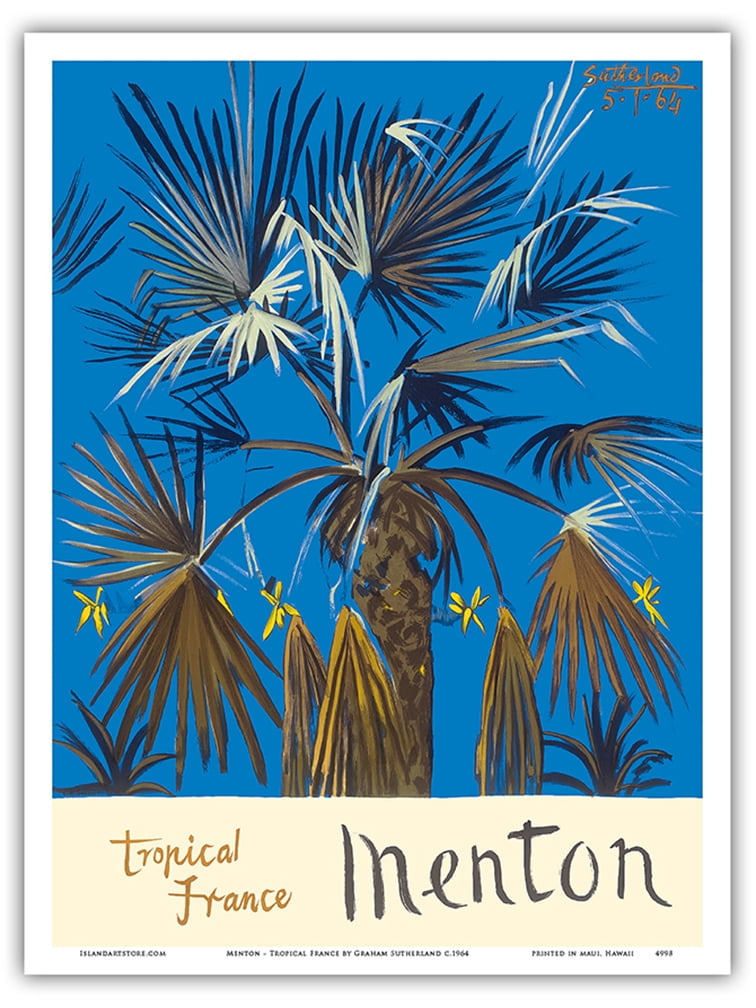 Menton - Tropical France - Palm Tree - Vintage Travel Poster by Graham ...