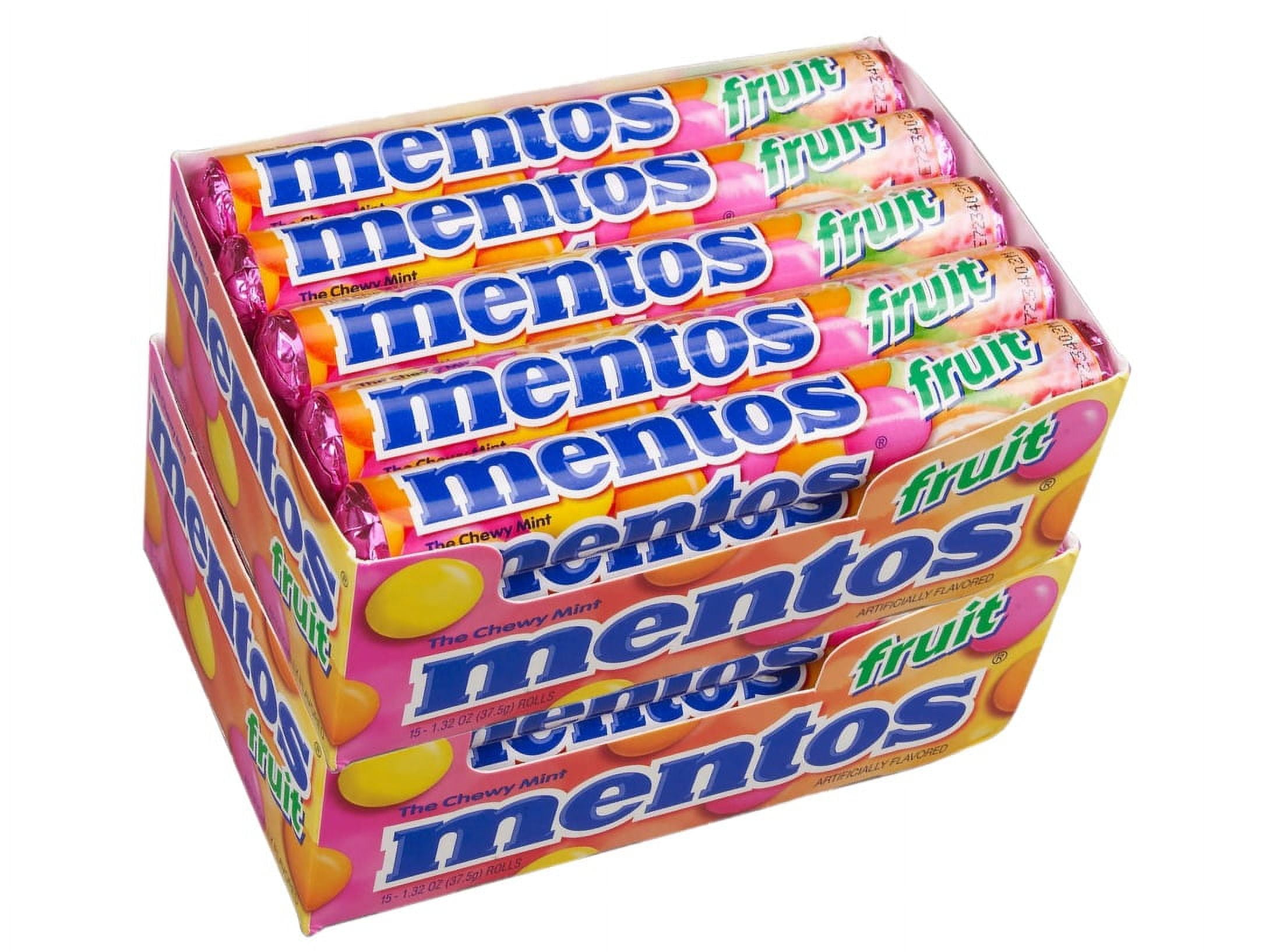 Mentos Chewy Candy, Mixed Fruit Flavor, 1.32 Oz Rolls-Pack Of 30 By ...