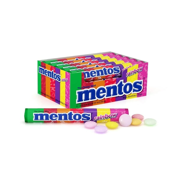 Mentos Chewy Mint Candy AIF9 Roll, Rainbow Mint Candies, 14 Pieces Per ...