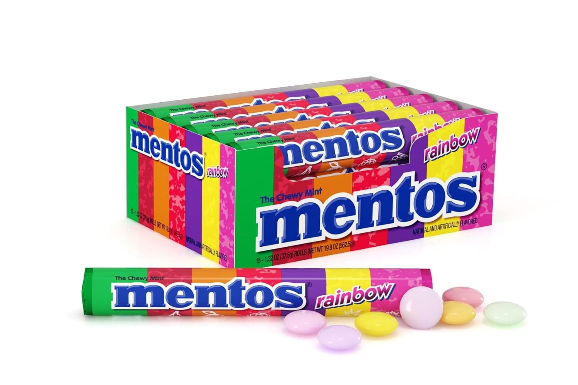 Mentos Chewy Mint Candy BCF26 Roll, Rainbow, Non Melting, Party, 14 ...
