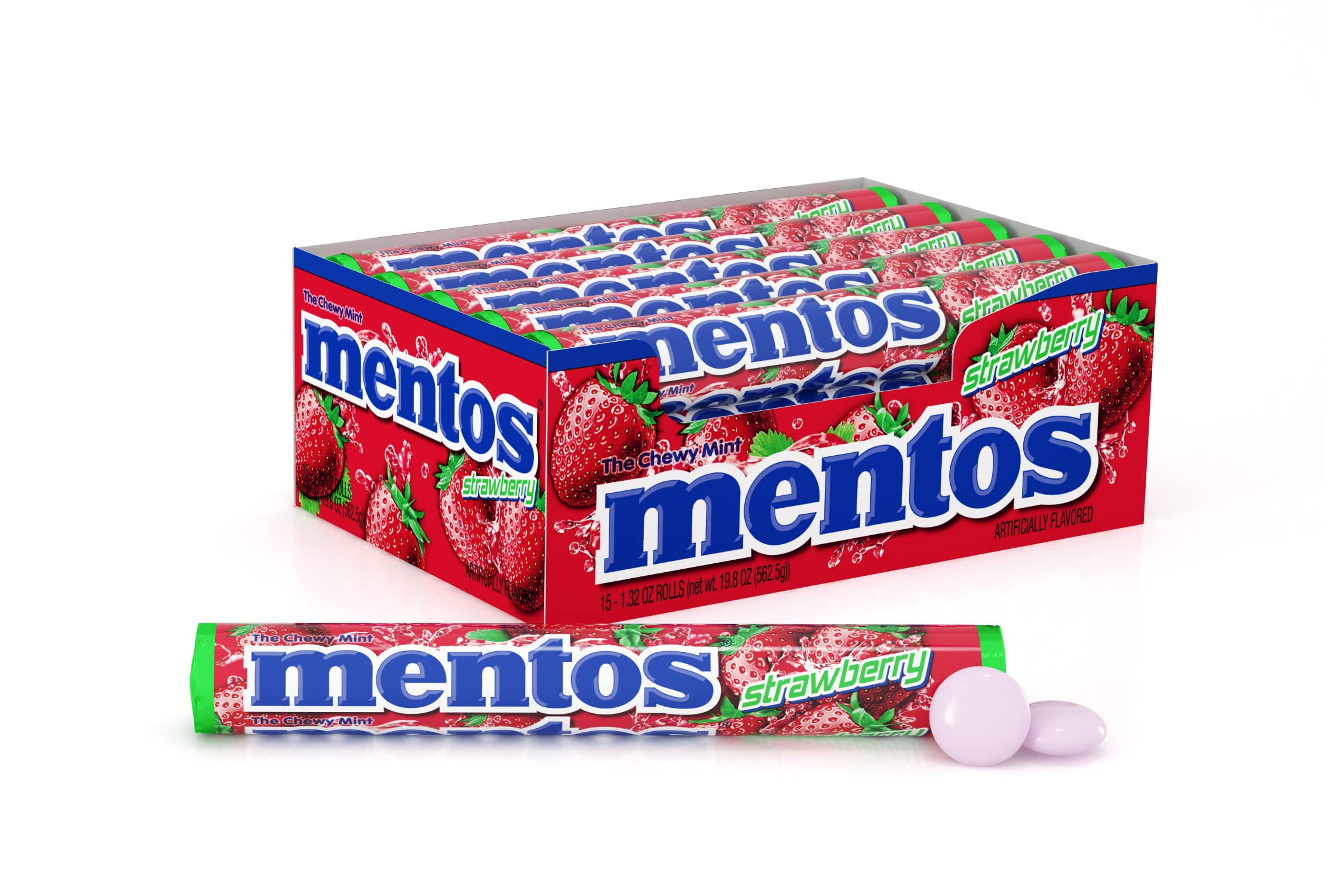 Mentos Chewy Mint Candy CI30 Roll, Strawberry, Non Melting, Party,15 ...