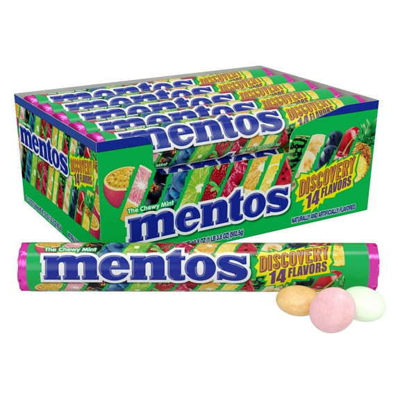Mentos Chewy Mint Candy ESF27 Roll, Discovery 14 Assorted Fruit Flavors ...