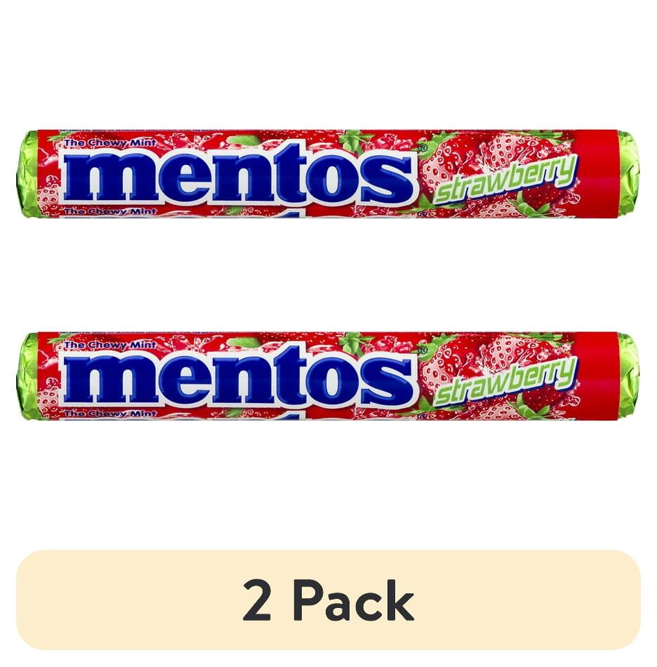 (2 pack) Mentos Chewy Mint Candy Roll, Strawberry, Nut Free, Regular ...