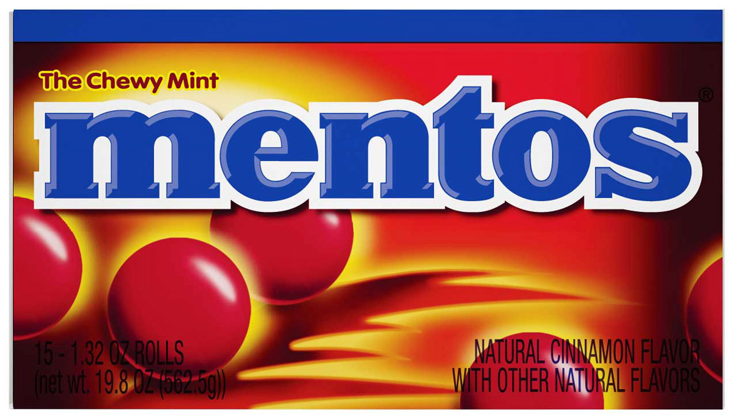 Mentos Chewy Mints Cinnamon - box of 15 rolls, 24 boxes per case ...