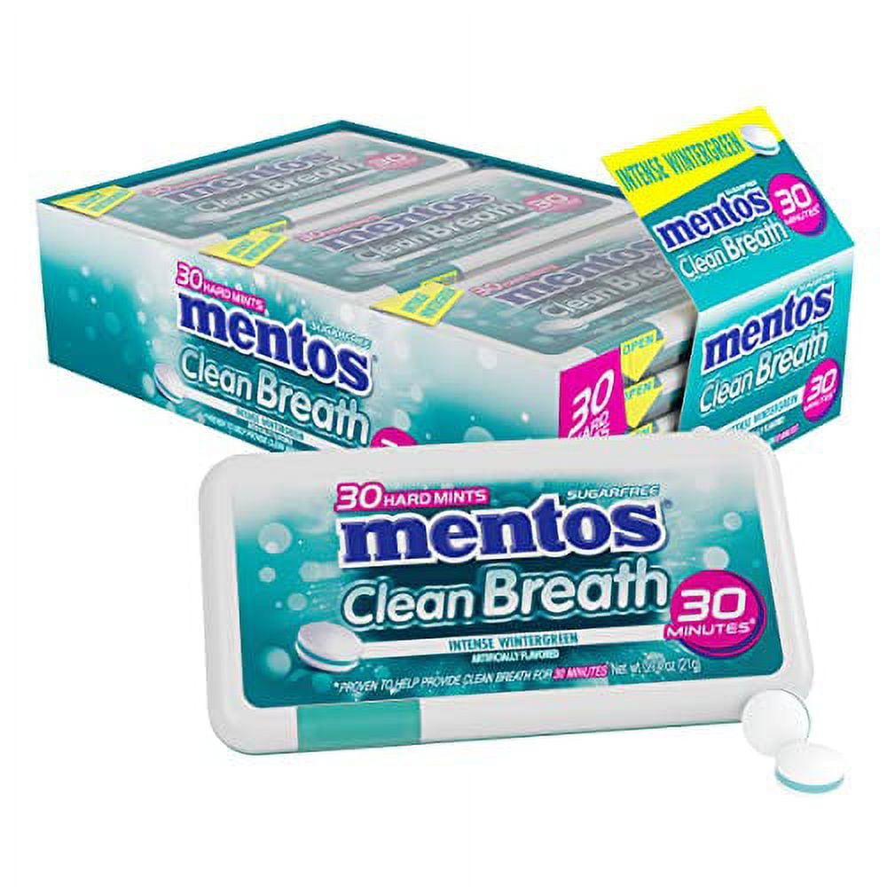 Mentos Clean Breath Hard Mints Sugar Free Candy, Wintergreen, (Pack of ...