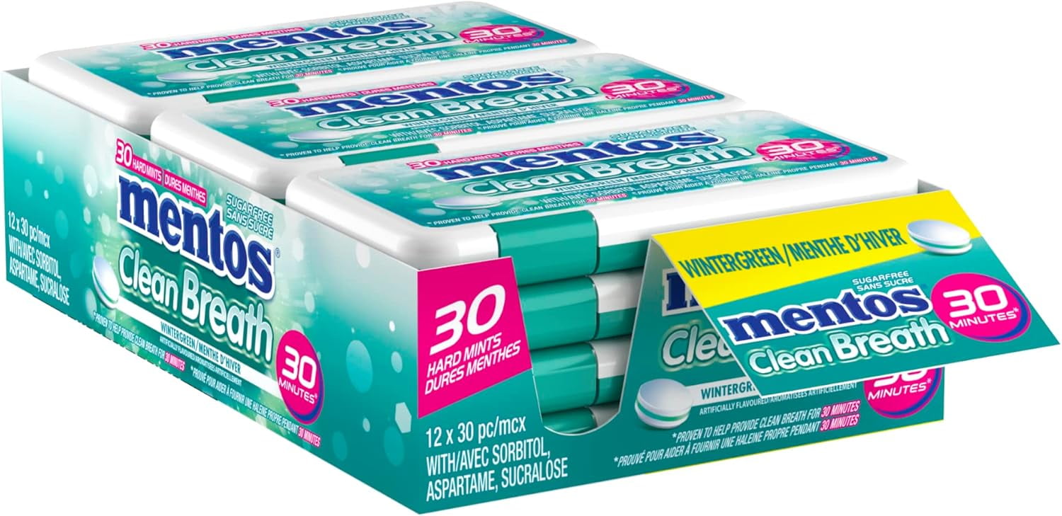 Mentos Clean Breath Mints, Wintergreen, 30 pc/Pack of 12 - Walmart.com
