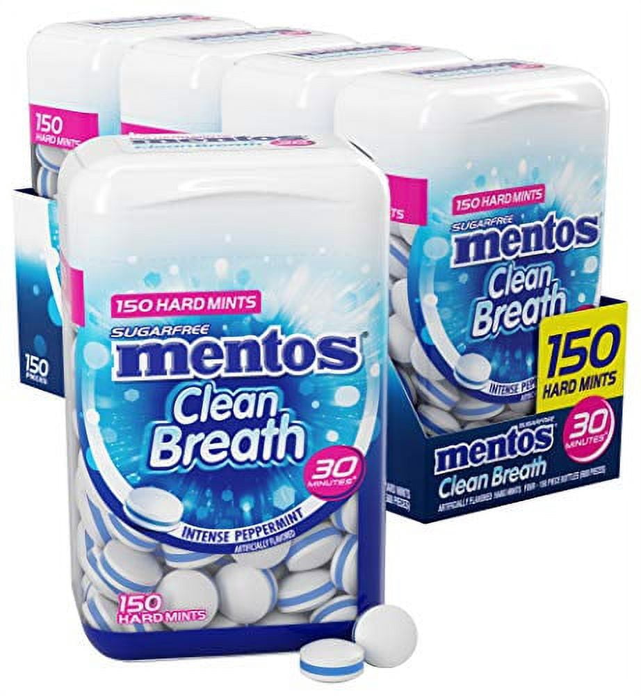 Mentos Clean Breath Sugarfree Hard Mint, 150pc, Intense Peppermint ...