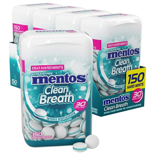 Mentos Sugar-Free Fresh Breath Hard Mint, Intense Wintergreen, 150pc ...