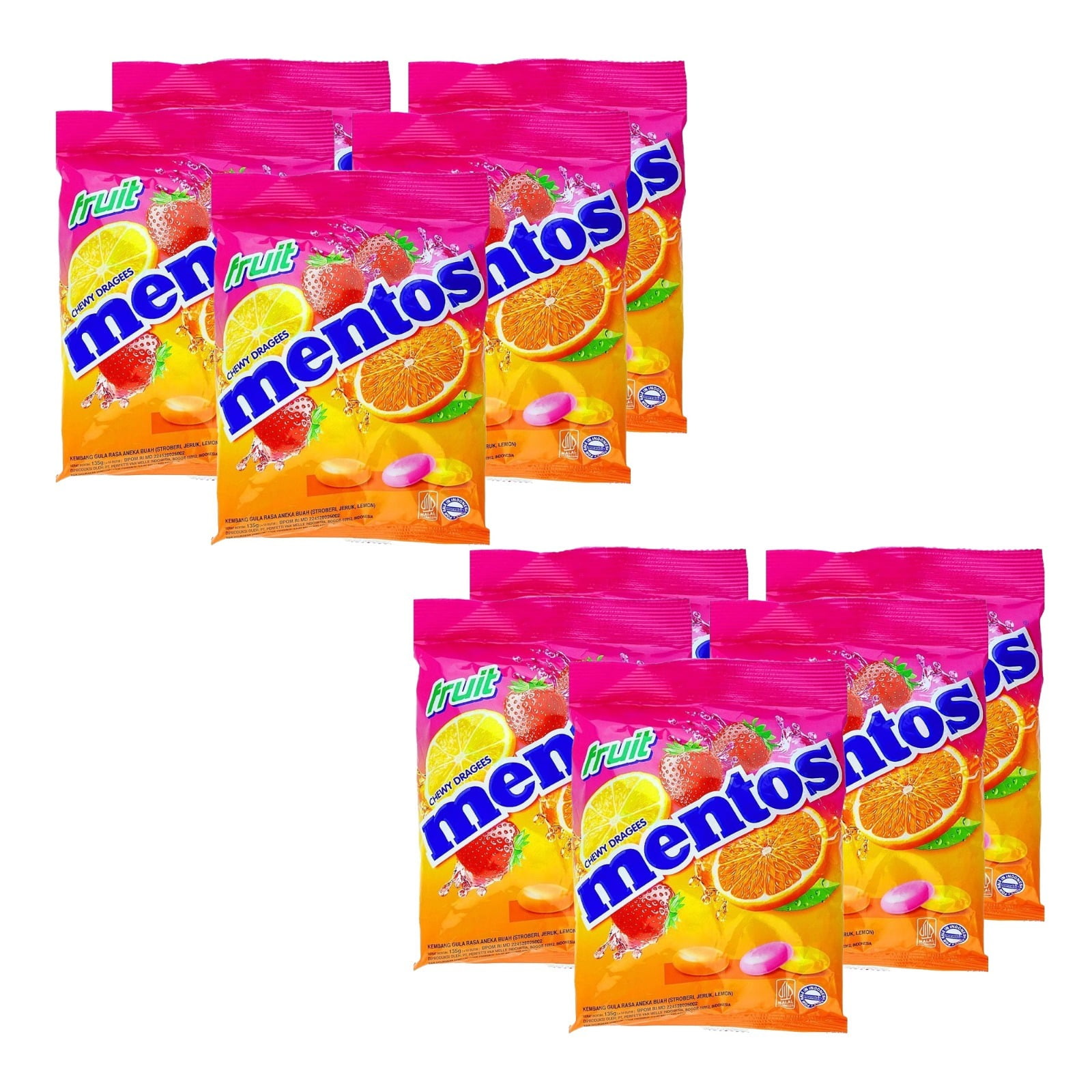 Mentos Fruit mix of strawberry, orange and lemon. 4.76oz (135g) - (10 ...