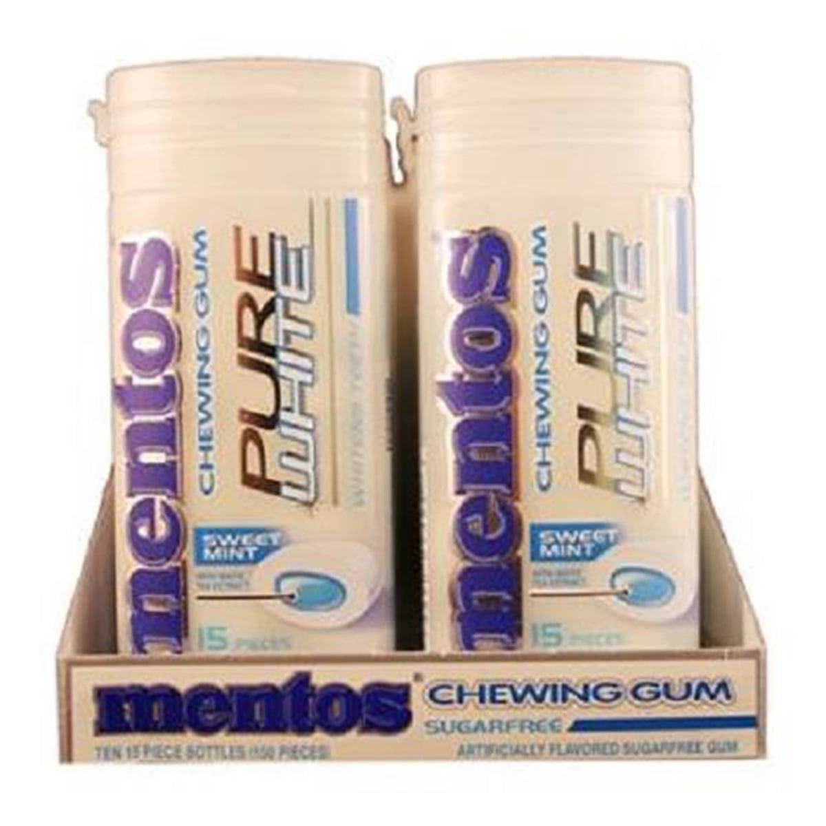Mentos Gum Pocket Bottle, Pure White Sweet Mint, 1.07 Ounce (Pack of 10 ...
