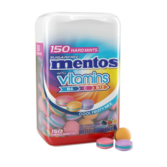 Mentos Fruity Mints with Vitamins B6, B12, and C, Berry Strawberry ...
