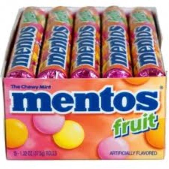 Mentos Mixed Fruit Flavor Roll 15 Rolls (1.32 oz per roll) (Pack of 3 ...