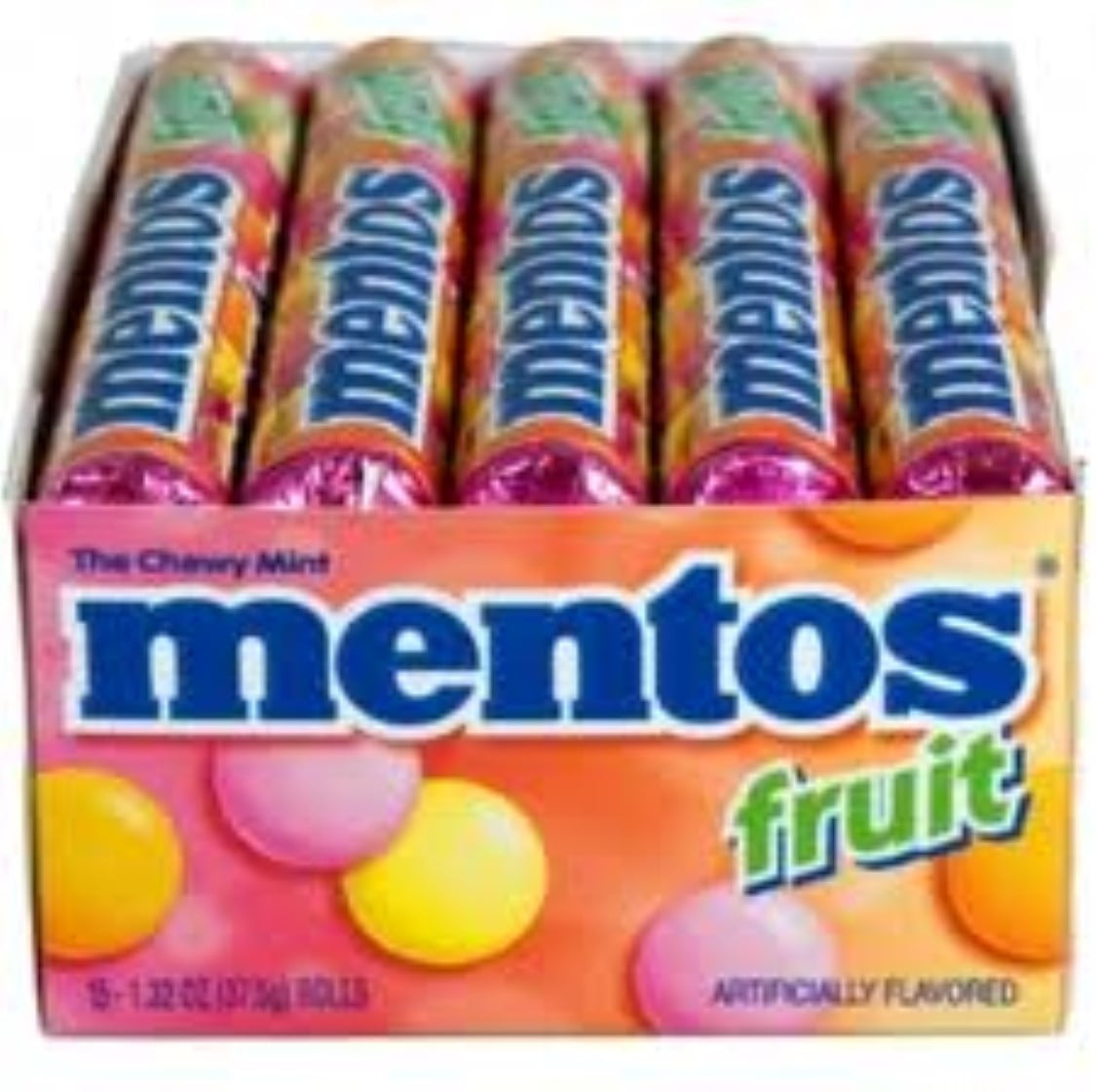 Mentos Chewy Candy, Mixed Fruit Flavor, 15 Rolls (1.32 oz per roll ...