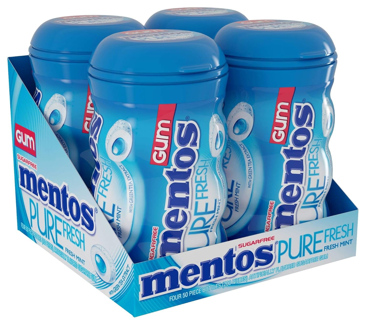 Mentos Pure Fresh Mint Gum, 50 piece, 4 per pack 6 packs case - Walmart.com