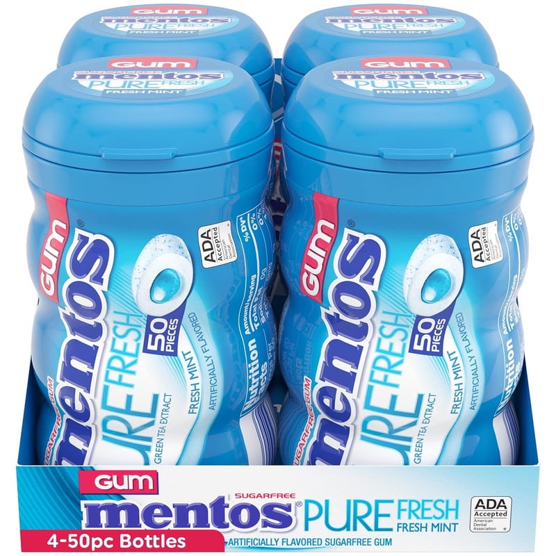 Mentos Pure Fresh Mint, Sugar-Free Chewing Gum, 50 pcs., 4 pk ...