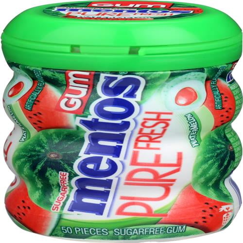 Mentos Pure Fresh Sugar-Free Chewing Gum With Xylitol, Watermelon, 50 ...