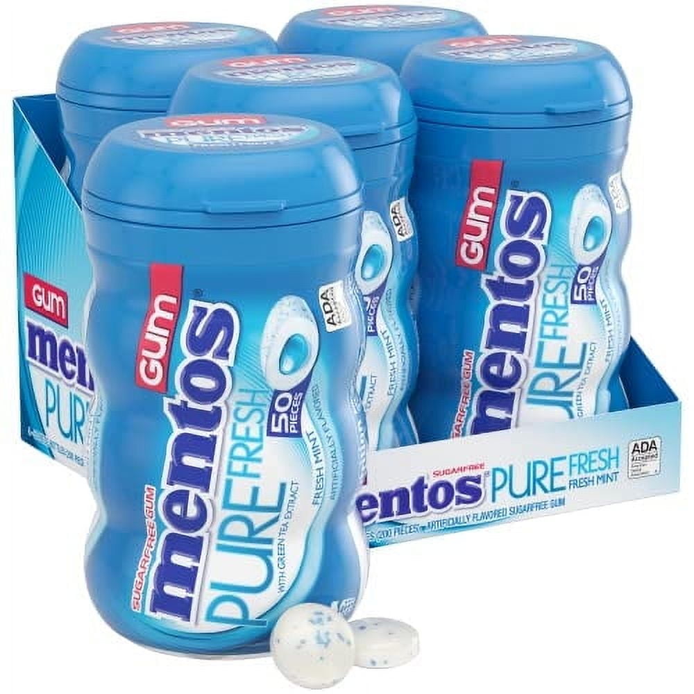 Mentos Pure Fresh Sugar-Free Chewing Gum with Xylitol, Fresh Mint, 50 ...