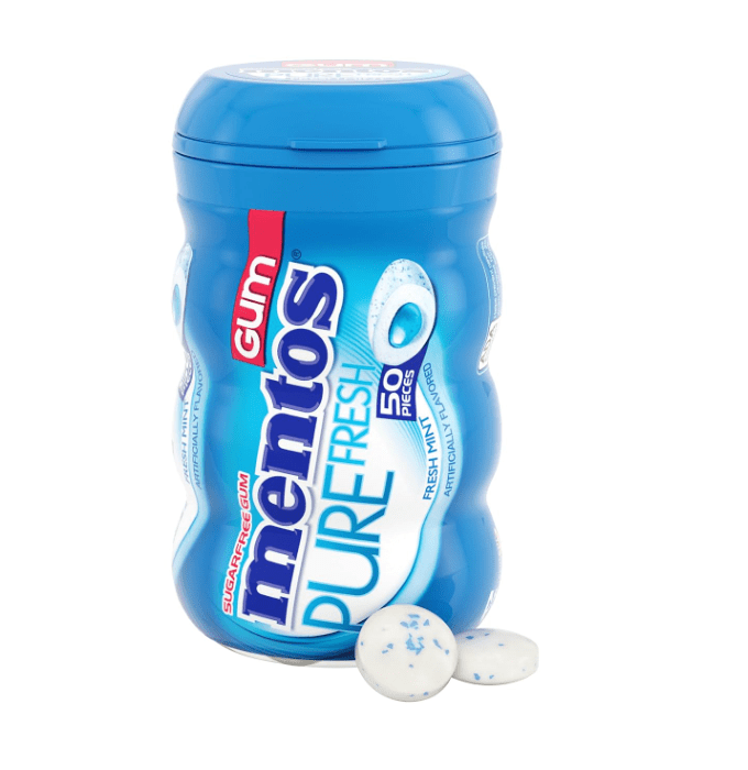 Mentos Pure Fresh Sugar-Free Chewing Gum with Xylitol, Fresh Mint, 90% ...