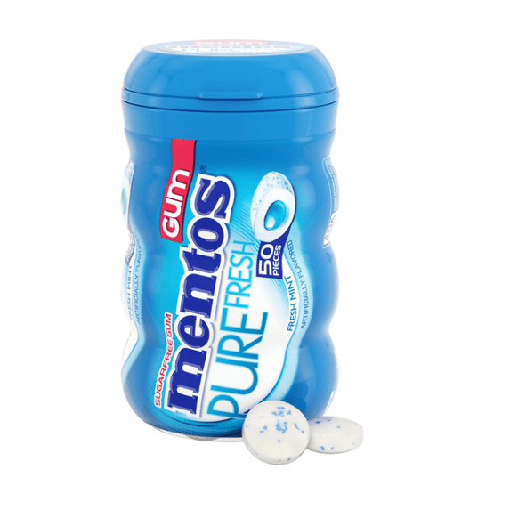 Mentos Pure Fresh Sugar-Free Chewing Gum with Xylitol, Fresh Mint, 90% ...