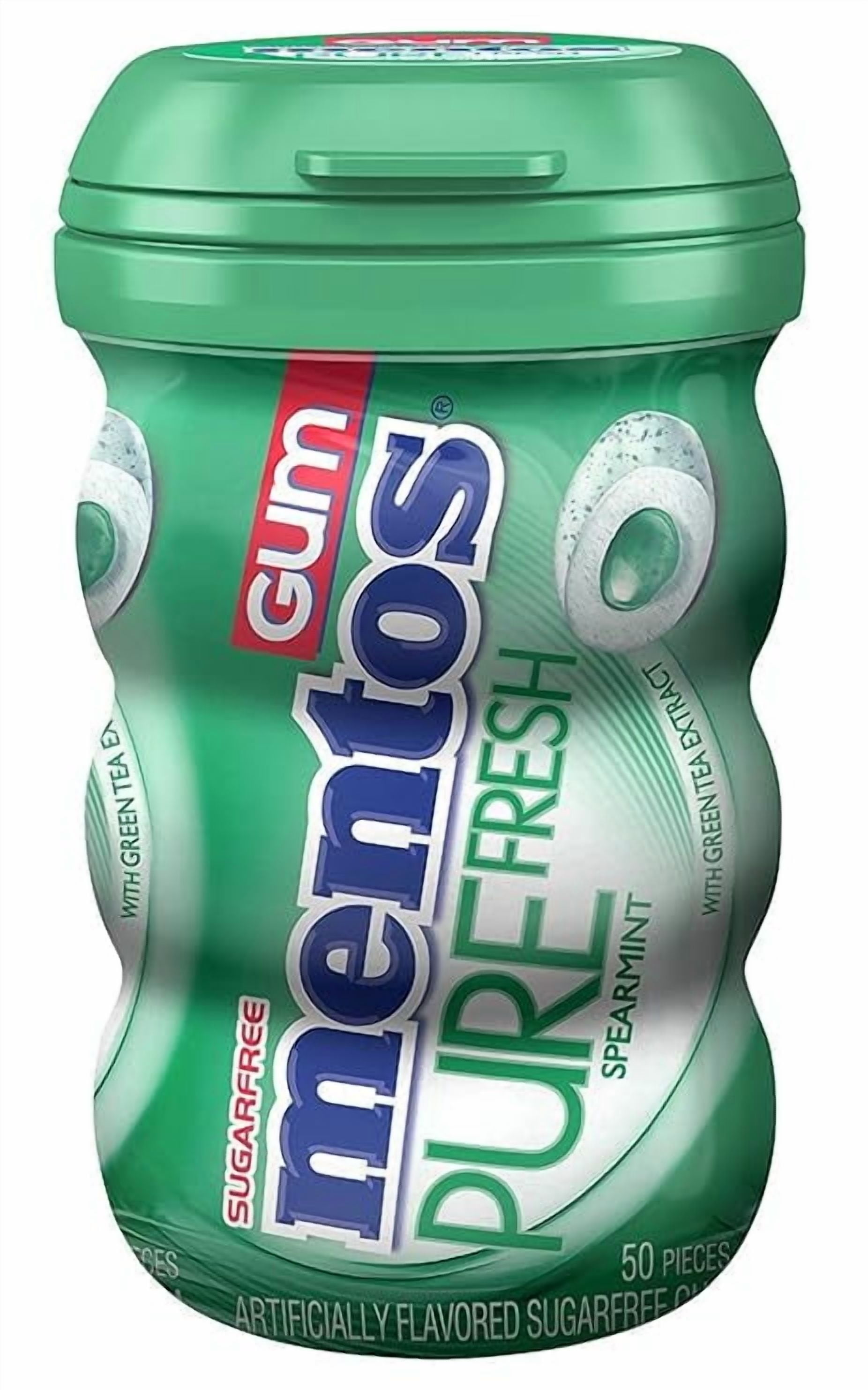 Mentos Pure Fresh Sugar-Free Chewing Gum with Xylitol, Spearmint, 50 ...