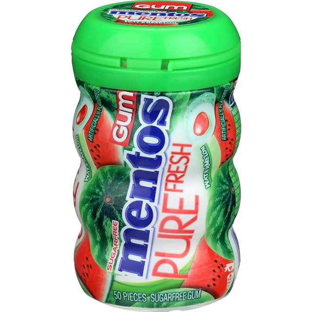 Mentos Pure Fresh Sugar-Free Chewing Gum with Xylitol, Watermelon, 50 ...