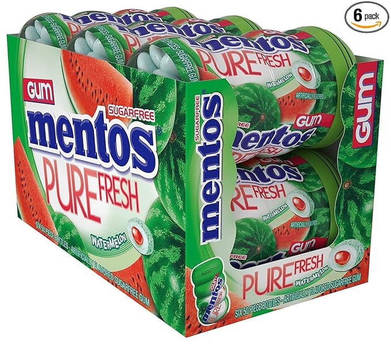 Mentos Pure Fresh Sugar-Free Chewing Gum with Xylitol, Watermelon, Bulk ...