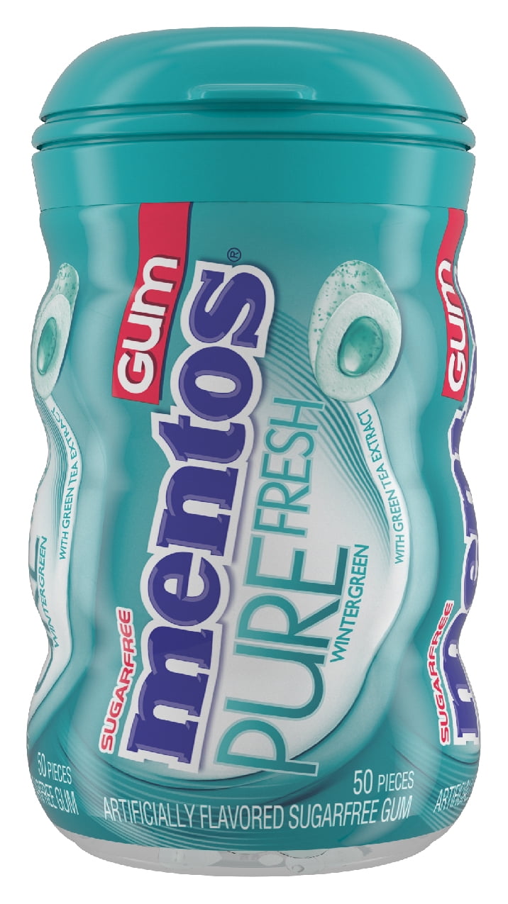 Mentos Pure Fresh Sugar-Free Chewing Gum with Xylitol, Wintergreen, 50 ...