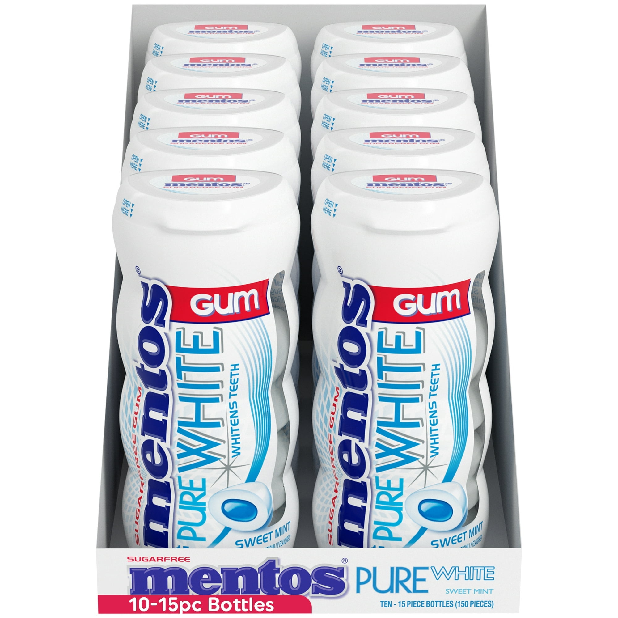 Mentos Pure White Gum, Sweet Mint, 10 Count-15 Piece Bottle - Walmart.com