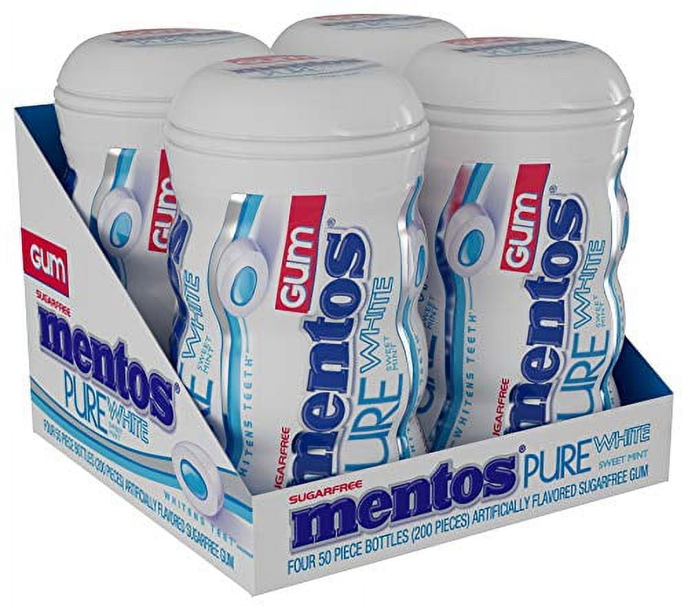 Mentos Pure White Sugar-Free Chewing Gum with Xylitol, Sweet Mint (Pack ...