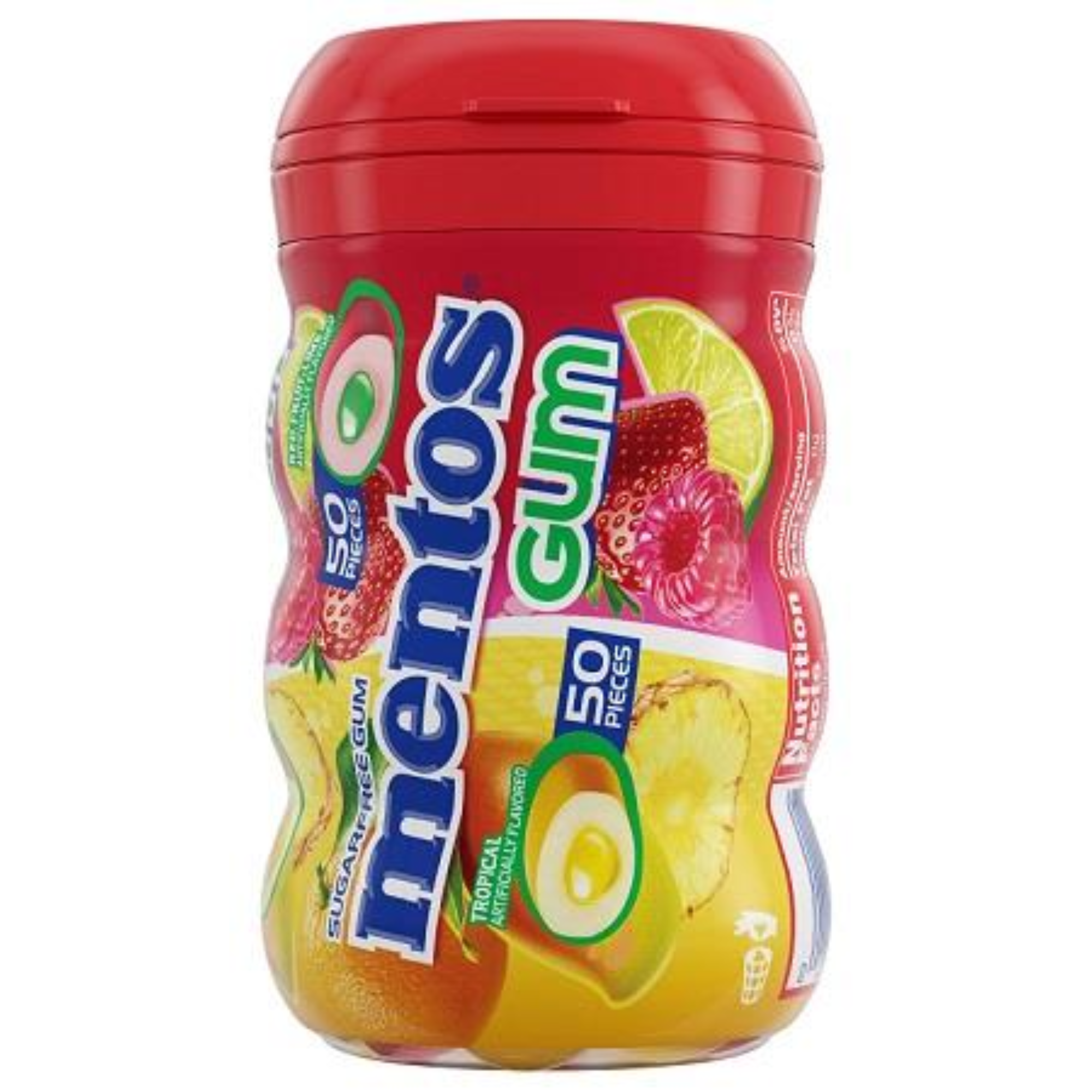 Mentos RED FRUIT & LIME Sugar-Free Chewing Gum with Xylitol 50 Piece ...