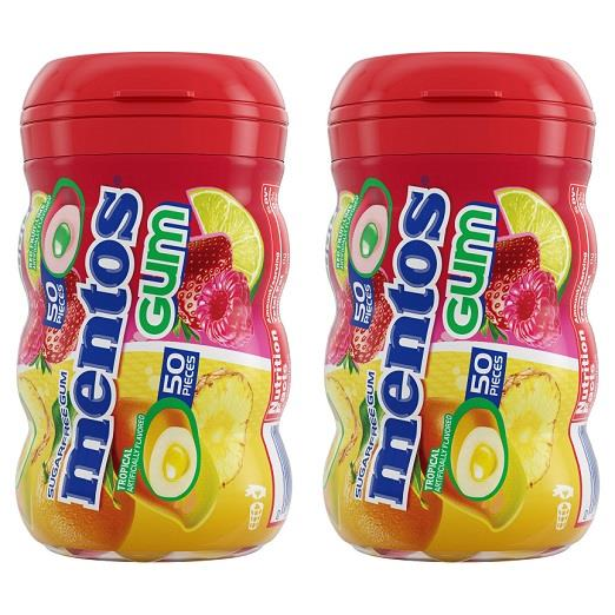 Mentos RED FRUIT & LIME Sugar-Free Chewing Gum with Xylitol 50 Piece ...
