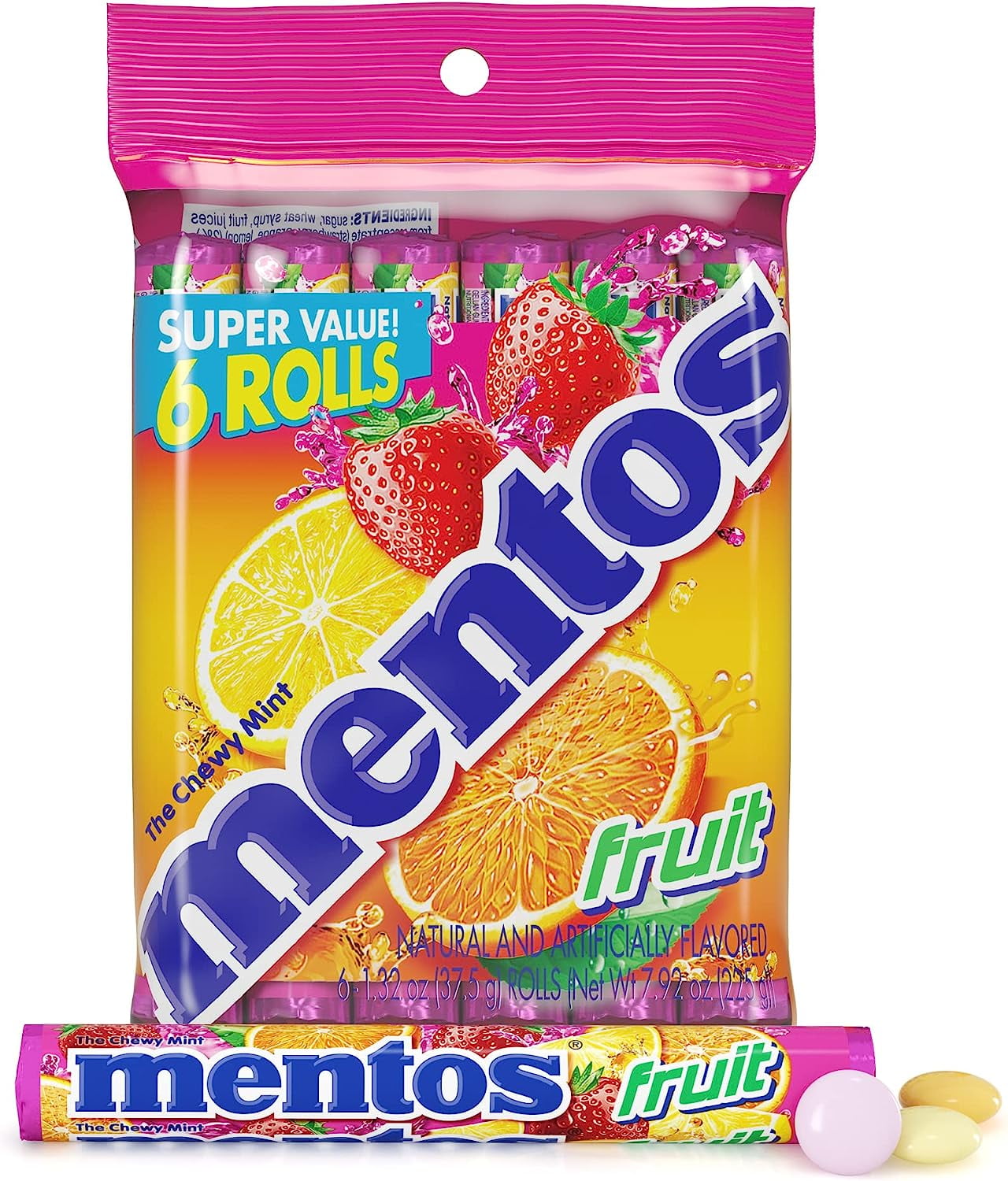 Mentos Rolls, Fruit, 8 oz Rolls, 6 Count - Walmart.com