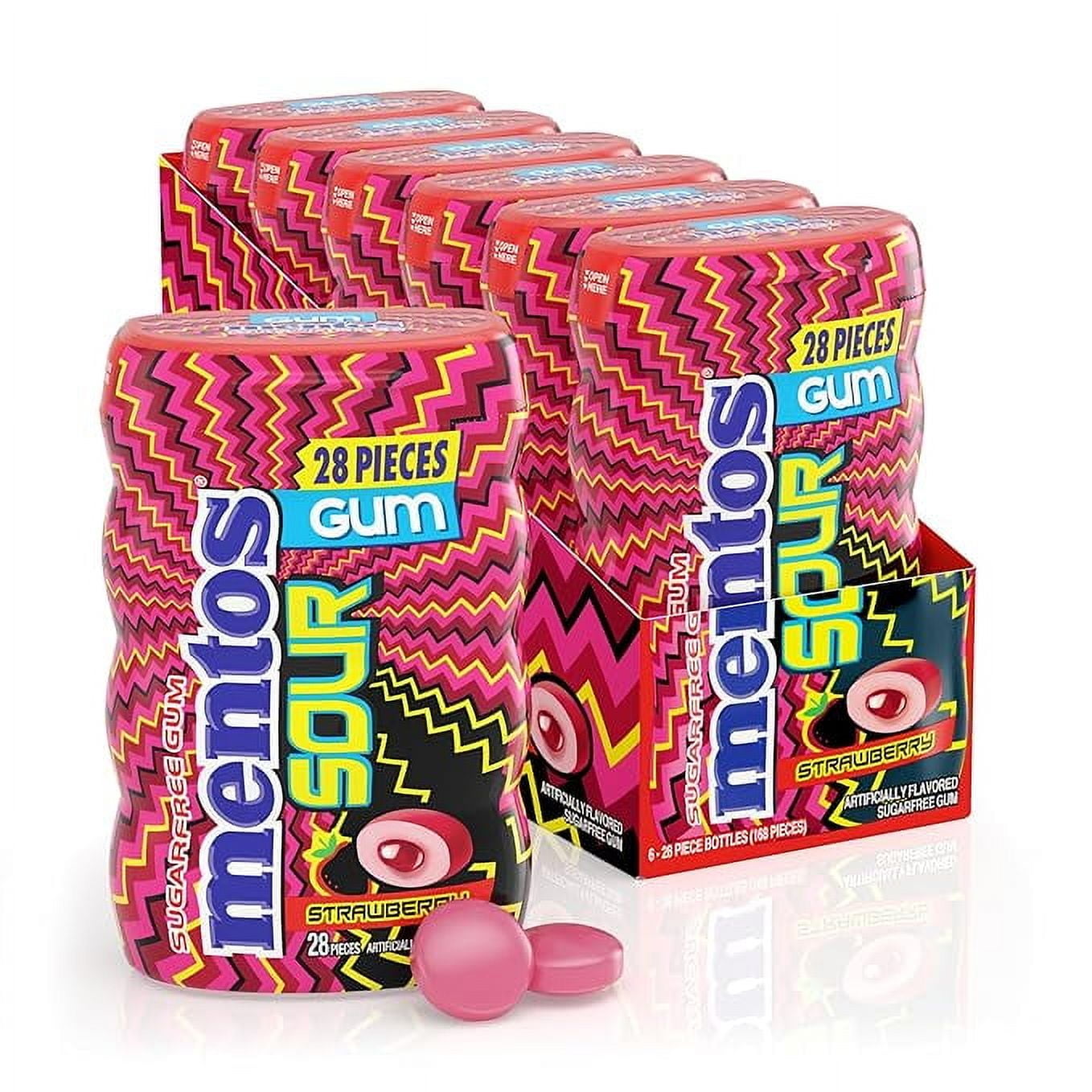 Mentos SOUR Sugar-Free Chewing Gum with Xylitol, Sour Strawberry ...