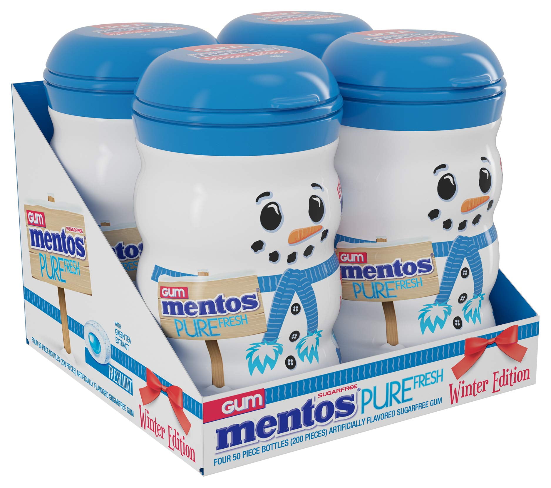 Mentos Sugar-Free Chewing Gum, Fresh Mint Flavor, Winter Edition ...