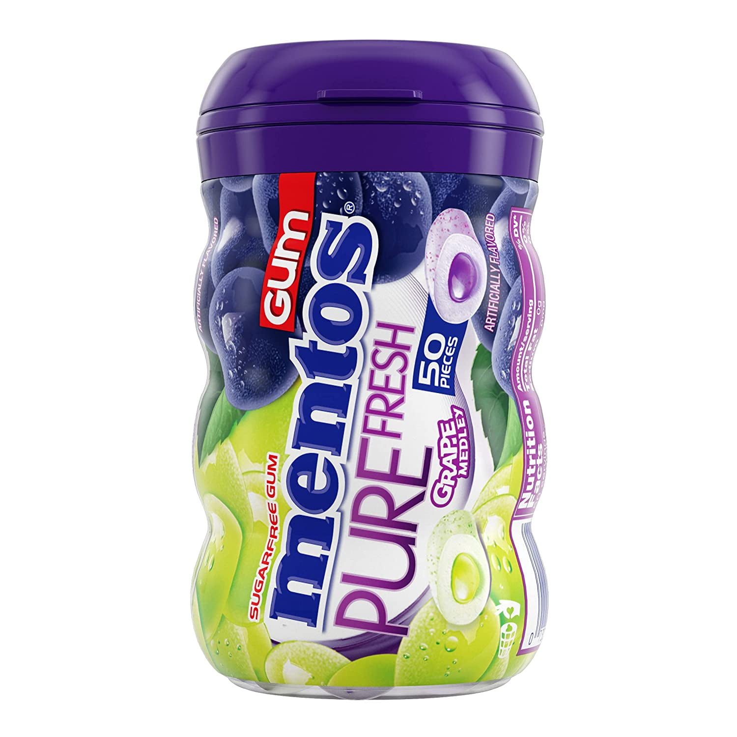 Mentos Sugar-Free Chewing Gum Grape Medley 50 Piece Bottle 3.53OZ 50 ...