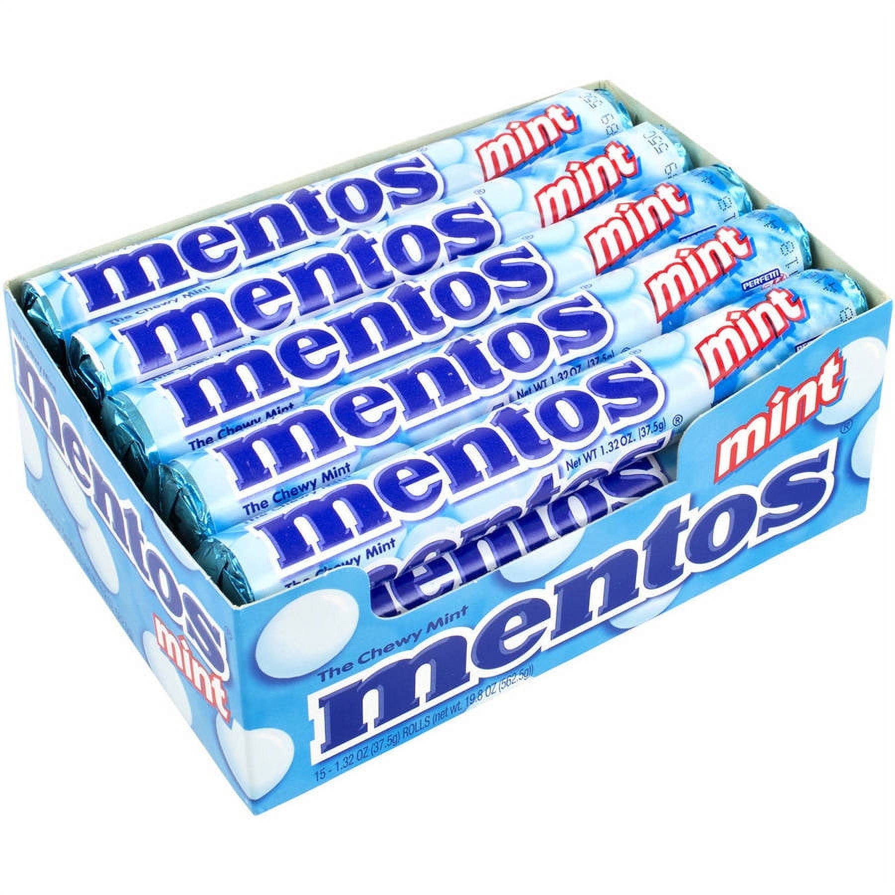 Mentos Chewy Mint Candy, Crunchy Shell, Minty Center, 1.32 oz, 15 count ...