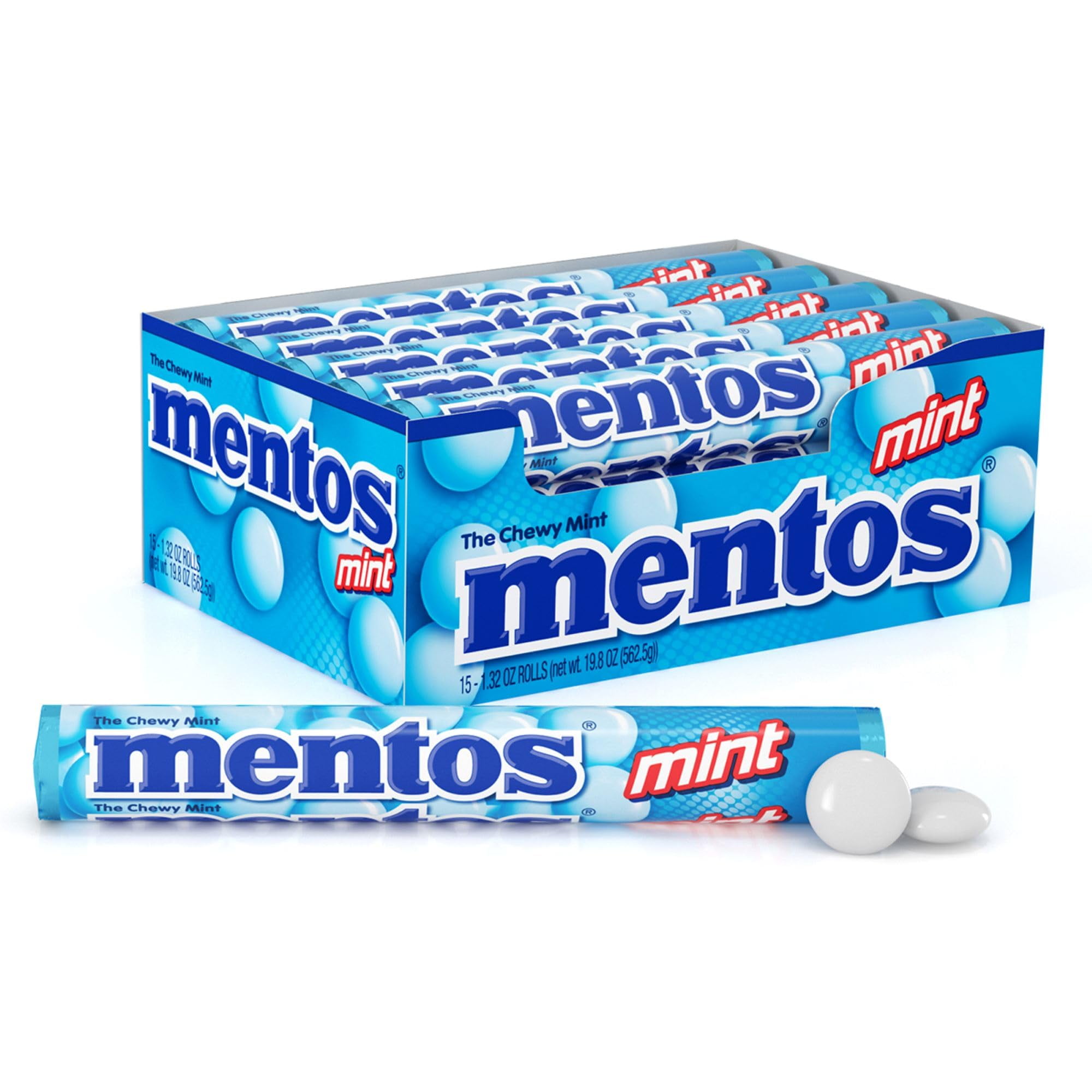 Mentos The Chewy Mint Candy - Mint Flavor 1.32oz Rolls - 15 Rolls ...