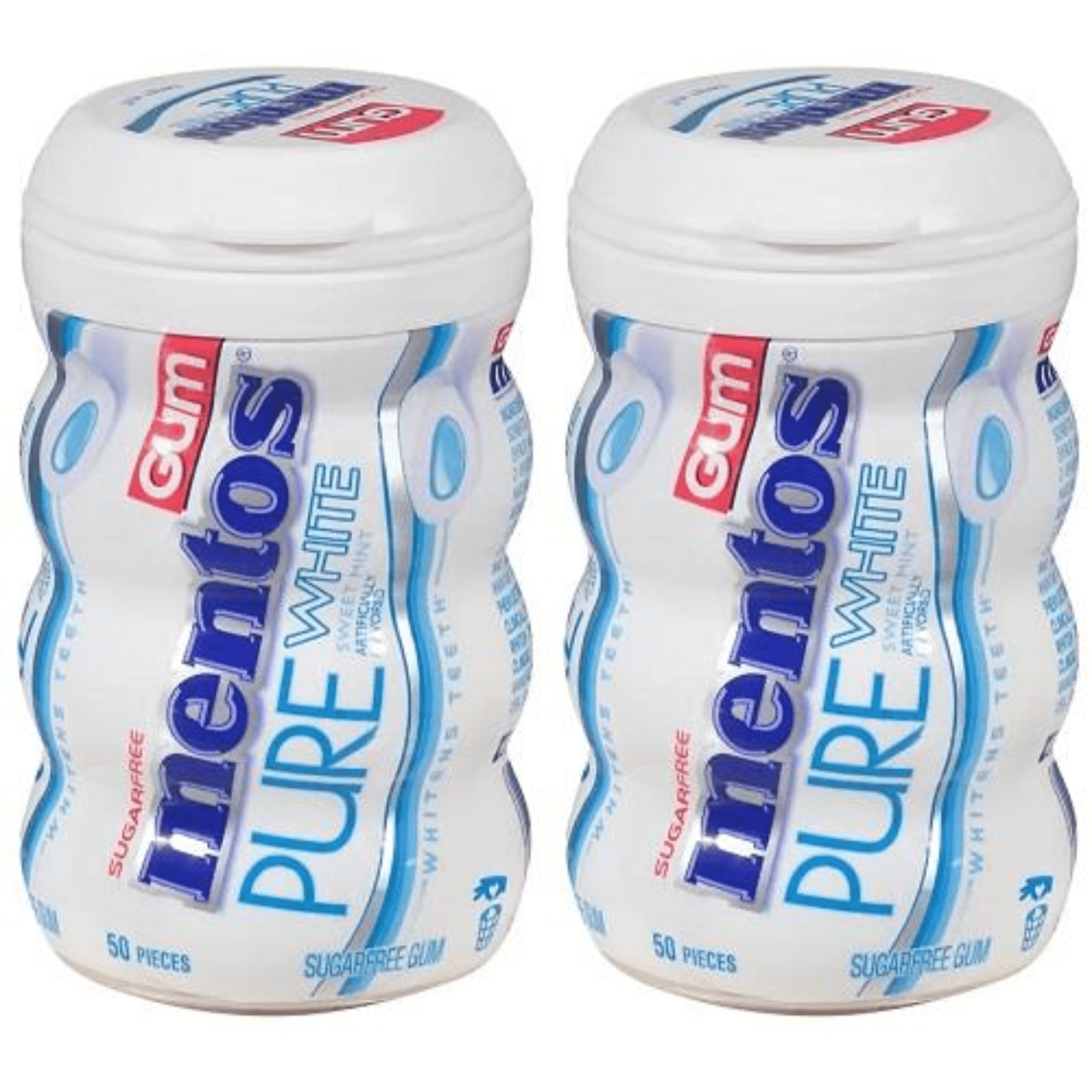 Mentos WHITE Sugar-Free Chewing Gum with Xylitol 50 Piece Bottle 3.53Oz ...