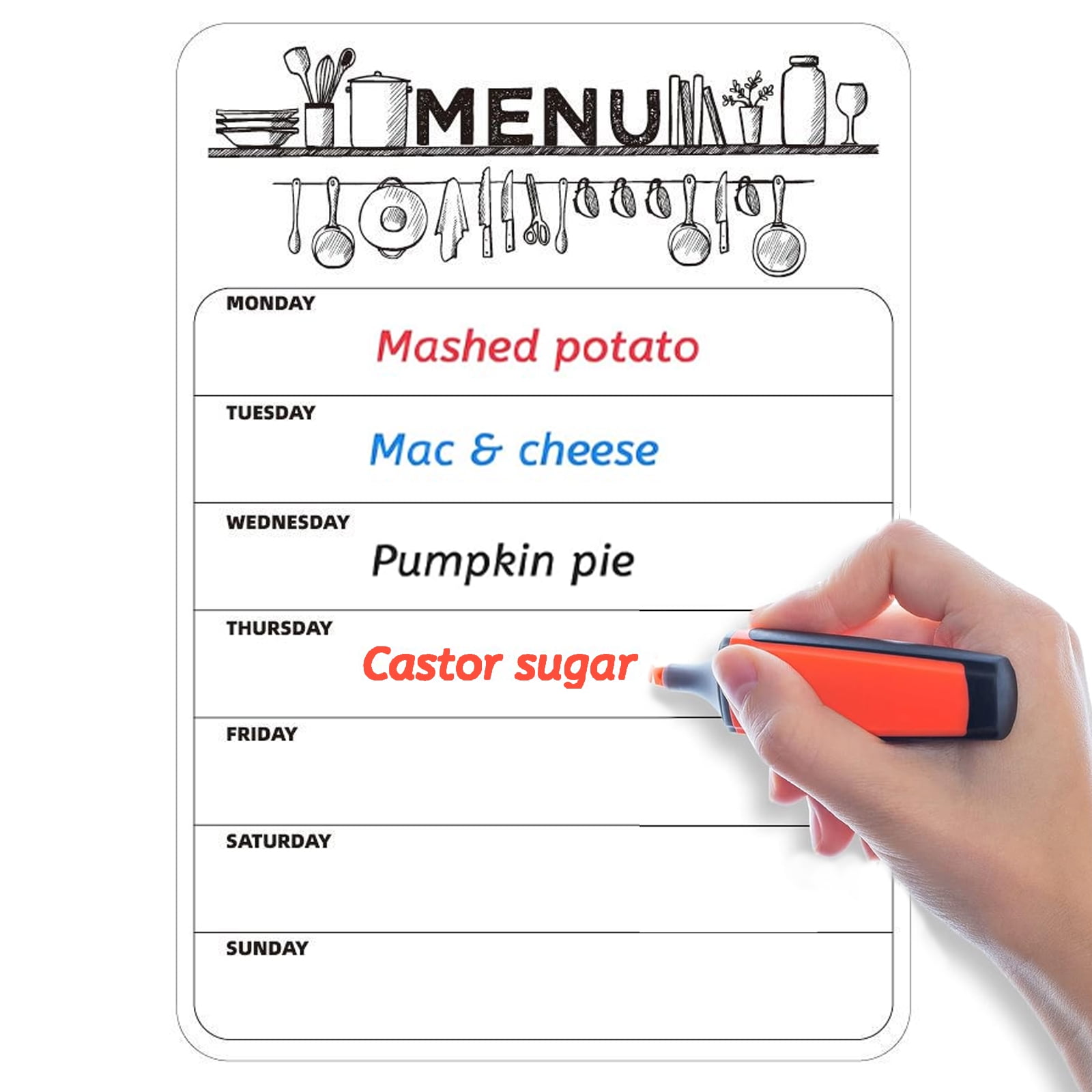 Menu Board Weekly Planner, Magnetic Memorandum Meal Planner Shopping ...