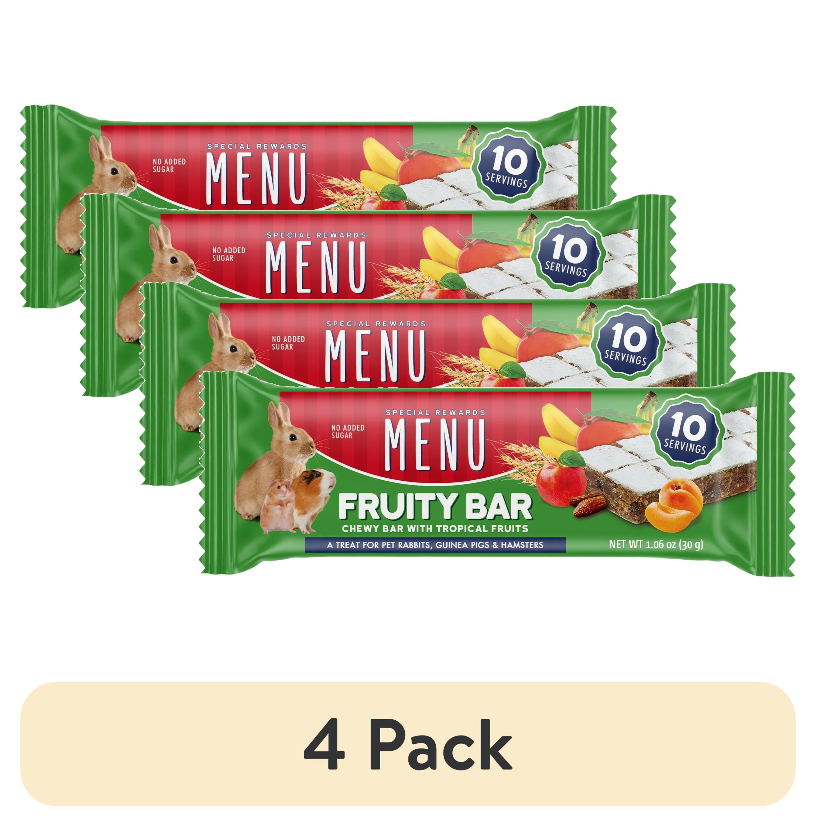 (4 pack) Menu Fruity Chew Bar for Small Pets, Tropical Fruit Flavor ...