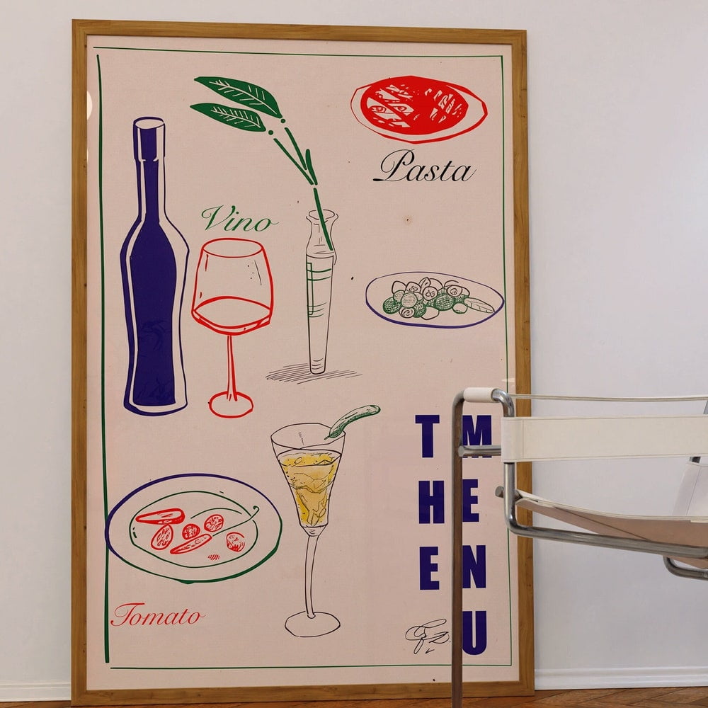 The Menu Poster, 70S Poster, Red Wall Art, Dinner Poster, Kitchen Wall ...