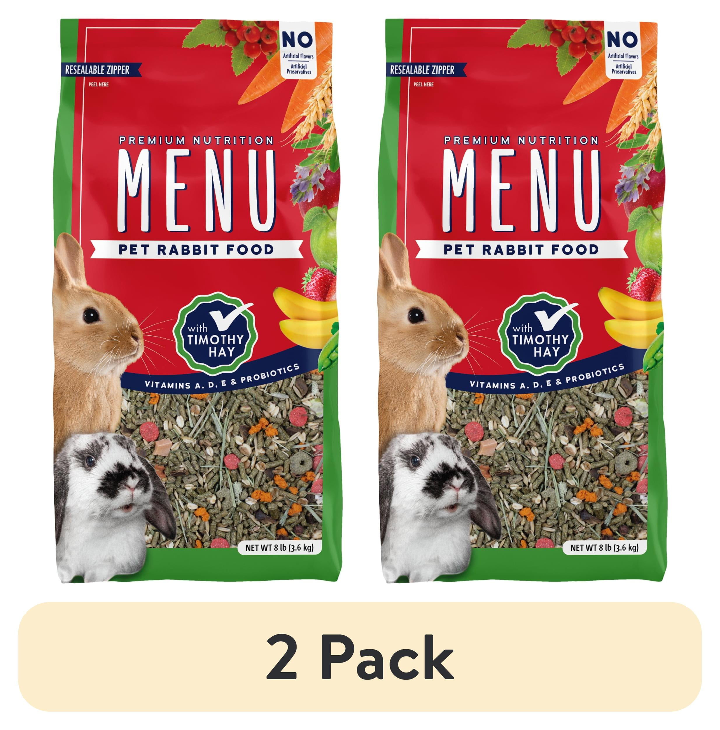 (2 pack) Menu Premium Rabbit Food - Timothy Hay Pellets Blend - Vitamin ...